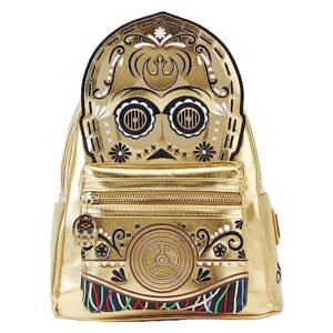 loungefly star wars c-3po embroidered day of the dead cosplay womens double strap shoulder bag purse