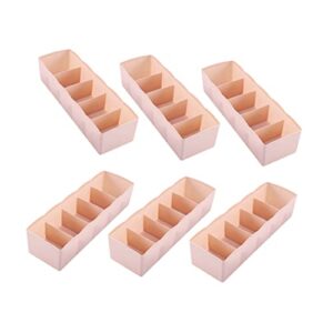 housoutil 6pcs storage box adjustable vanity stool desktop drawers storage box plastic socks sock drawer organizer scarf compartment underwear box sock underwear drawer organizer pink grid