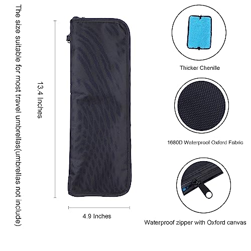 Umbrellas Bags for Wet Travel Umbrellas, Super Water Absorption Umbrella Case For Compact Folding Umbrella,Portable Umbrellas Sleeves Cover For Work and School,Black