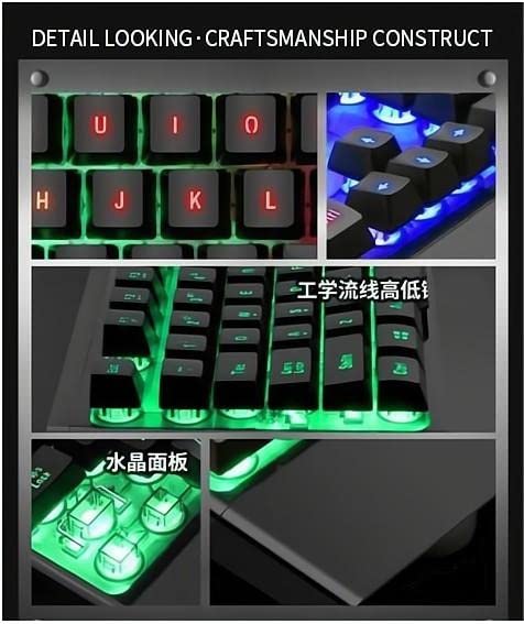 SAMA HJ9525 RGB Gaming Mechanical Keyboard and Mouse Set Wired 108 Keys Computer Keyboard and RGB Mouse Black