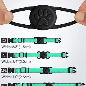 Joytale 2 Pack Airtag Dog Collar Holder, Elastic Silicone Air Tag Holder for Dogs and Cats, Light and Durable Apple Airtag Holder with Slide-On Loop(Black/Green)