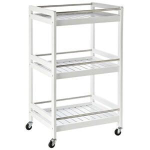 tybatt carts 3-tier home trolley kitchen storage cart w/steel bars 4 universal wheels rolling unit organiser living room