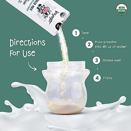 Voyager Toddler Milk On The Go, USDA Organic Shelf Stable Whole Milk Powder, Great for Travel, No Refrigeration, Gluten Free with No GMO's and No Antibiotics for Kids, 16 Sachets of 15g