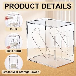 Sintuff 2 Pcs Breast Milk Storage Tower Clear Breast Milk Freezer Storage Organizer Reusable Breastmilk Storage Container Breastmilk Freezer Organizer Breastfeeding Essentials, Storing Freezing Milk