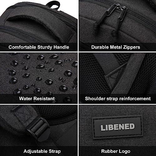 LIBENED Backpack for Women Men, School backpack for Teen, 15.6 inch Travel Laptop Backpack with USB Charging Port, Large Computer Bookbag with 2 Compartments, Ergonomic Straps