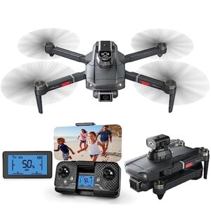 LNATOVI LCD Screen Drone with 4K Camera - 110° Wide-Angle and 90° Rotatable & 2.4GHz FPV Transmission & 18+ Minutes Flight for Outdoor Party (BK)