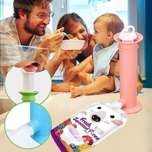 Baby Food Pouch Maker with 6pcs 200ML Reusable Pure Color Pouches Toddler Fruit Squeeze Puree Filler for Kids (Green)