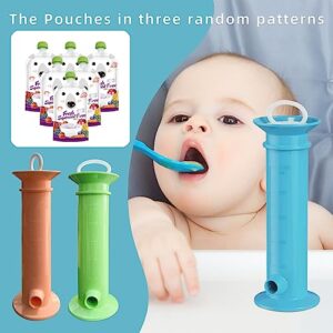 Baby Food Pouch Maker with 6pcs 200ML Reusable Pure Color Pouches Toddler Fruit Squeeze Puree Filler for Kids (Green)