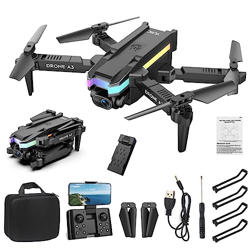 ZZKHGo Mini Drone with Dual 4K HD FPV Camera Remote Control Toys for Boys and Girls with Altitude Hold, Headless Mode, One Key Start Speed, Built-in Battery (Black(Battery*1))