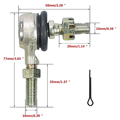 HOLATO 10-10mm Left Right Tie Rod Ball Joint for 50cc 70cc 90cc 110cc 125cc Tao Tao ATK 125 Coolster Baja Kazuma Roketa 4 Wheeler ATV Quad Go Cart Kart Pit Dirt Bike Moped Scooter Part