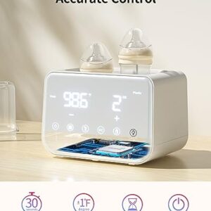 Baby Bottle Warmer, Grownsy 10-in-1 Fast Bottle Warmer Accurate Tem Control, with LCD Display, Timer, Defrost, Sterili-zing, Keep 24H, Double Bottle Warmer for Breastmilk& Formula, Heat Baby Food Jars