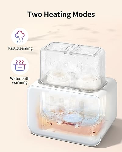 Baby Bottle Warmer, Grownsy 10-in-1 Fast Bottle Warmer Accurate Tem Control, with LCD Display, Timer, Defrost, Sterili-zing, Keep 24H, Double Bottle Warmer for Breastmilk& Formula, Heat Baby Food Jars