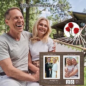 Then & Now Anniversary Picture Frame, 1-99 Years Wedding Gift Ideas - Anniversary Wood Photo Frame, Engagement Bridal Shower Gifts with Sentimental Quote - Holds 2 4x6 Inches Photos (Then & Now)