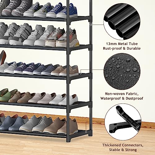 HITHIM 8 Tier Long Shoe Rack,Large Shoe Shelf for Shoe Storage,Tall Sturdy Shoe Stand,Non-Woven Fabric Shoe Organizer for Closet,Upgrade Shoe Holder for Entryway, Doorway and Bedroom