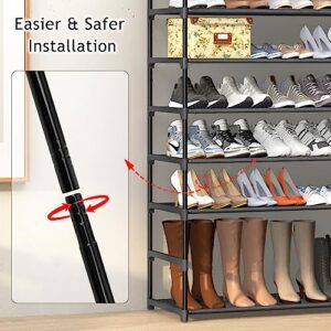 HITHIM 8 Tier Long Shoe Rack,Large Shoe Shelf for Shoe Storage,Tall Sturdy Shoe Stand,Non-Woven Fabric Shoe Organizer for Closet,Upgrade Shoe Holder for Entryway, Doorway and Bedroom