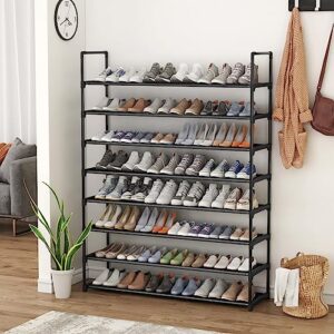 HITHIM 8 Tier Long Shoe Rack,Large Shoe Shelf for Shoe Storage,Tall Sturdy Shoe Stand,Non-Woven Fabric Shoe Organizer for Closet,Upgrade Shoe Holder for Entryway, Doorway and Bedroom