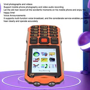 Acogedor 2G Unlocked Senior Cell Phone, 2.8In HD Screen Seniors Cellphone, with Dual SIM Dual Standby, Big Screen and Buttons, SOS Calling, Voice Broadcast (Orange)