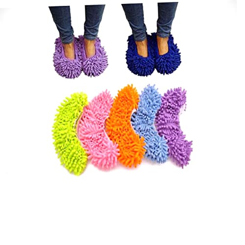 DECHOUS Soft Slippers Household Cleaner Microfiber Cleaner Floor Polishing Shoe Mop Floor Cleaning Socks Floor Dusting Shoes Cover to Make Them Act As Mop Slippers to Mop The Wood The Lazy