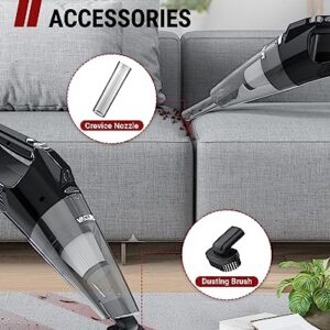 VacLife Handheld Vacuum - High Power Car Vacuum Cordless Rechargeable with Multipurpose Nozzles, Lightweight Mini Vacuum with LED Light, Portable Vacuum Cleaner for Home, Silver&Black (VL756)