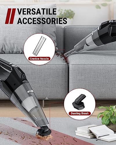 VacLife Handheld Vacuum - High Power Car Vacuum Cordless Rechargeable with Multipurpose Nozzles, Lightweight Mini Vacuum with LED Light, Portable Vacuum Cleaner for Home, Silver&Black (VL756)