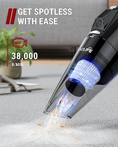 VacLife Handheld Vacuum - High Power Car Vacuum Cordless Rechargeable with Multipurpose Nozzles, Lightweight Mini Vacuum with LED Light, Portable Vacuum Cleaner for Home, Silver&Black (VL756)