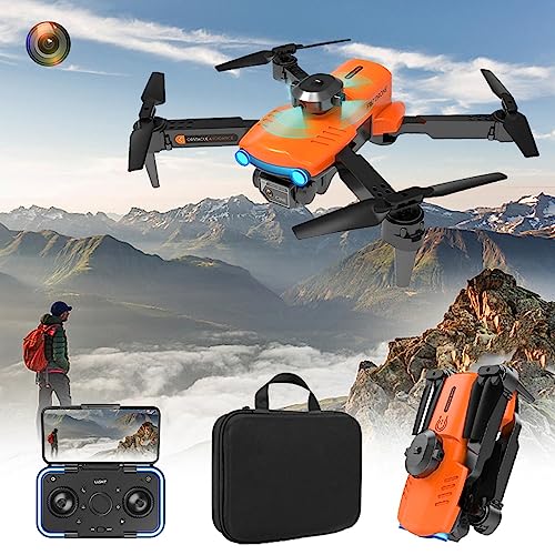 ZZKHGo Foldable FPV Drone with 1080P WiFi Camera for Adults and Kids; Gesture Control RC Quadcopter with Batteries, Gravity Sensor (Orange)