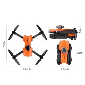 ZZKHGo Foldable FPV Drone with 1080P WiFi Camera for Adults and Kids; Gesture Control RC Quadcopter with Batteries, Gravity Sensor (Orange)