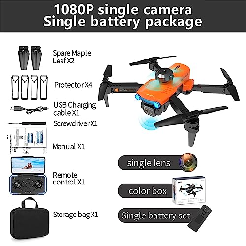 ZZKHGo Foldable FPV Drone with 1080P WiFi Camera for Adults and Kids; Gesture Control RC Quadcopter with Batteries, Gravity Sensor (Orange)