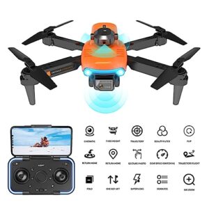 ZZKHGo Foldable FPV Drone with 1080P WiFi Camera for Adults and Kids; Gesture Control RC Quadcopter with Batteries, Gravity Sensor (Orange)