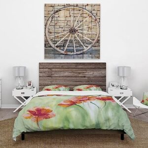 DESIGN ART Designart 'Red Blossoming Poppies I' Traditional Duvet Cover Comforter Set King Cover + Comforter + 2 King Shams 4 Piece