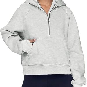 AUTOMET Half Zip Pullover for Women Quarter Zip Sweatshirts Hoodies Cropped Fleece Sweaters Fall Outfits Winter Clothes Fashion 2023 Grey