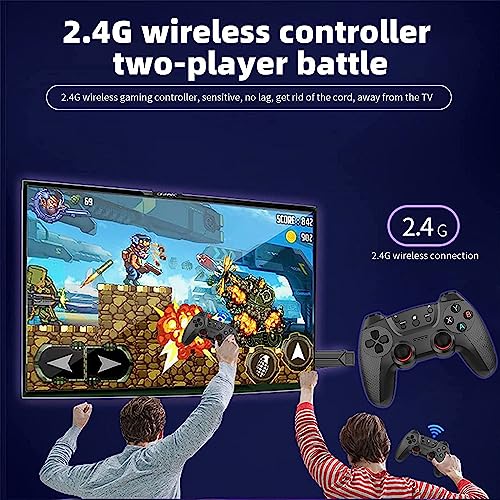 KZLVN 20000+ Games,Dual 2.4G Wireless Premium Controllers,Wireless Retro Game Console, Handheld Console, Plug and Play Video Game Stick, 9 emulators, 4K HDMI Output, Dual 2.4G Wireless Controllers