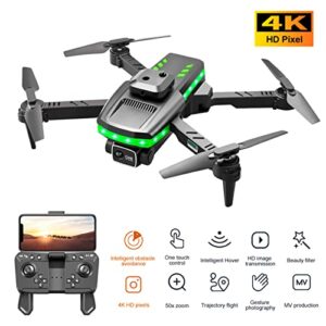 GBSELL 4K Camera Drone for Kids Adults, Foldable FPV Remote Control Quadcopter with LED Flash Bar, Trajectory Flight, Intelligent Obstacle Avoidance, Toys Birthday Gifts for Boys Girls (One Camera)