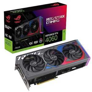 asus rog strix geforce rtx™ 4060 oc edition gaming graphics card (pcie 4.0, 8gb gddr6, dlss 3, hdmi 2.1a, displayport 1.4a, axial-tech fan design, aura sync, 0db technology)