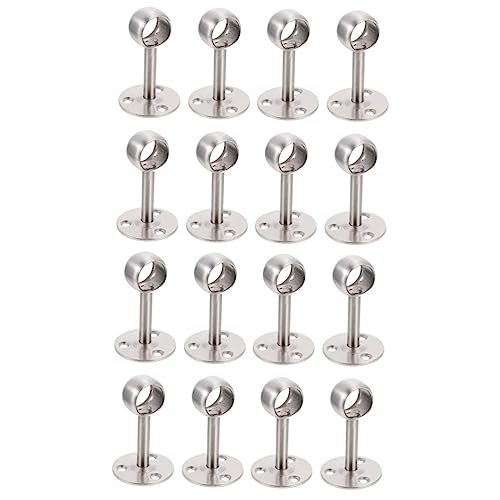 Housoutil 16 Pcs Clothes Rail Flange Shower Rod Holder Shower Curtain Rod Holder Socket Holders Closet Rod Brackets Curtain Rod Ceiling Mount Ceiling Mount Drapery Closet Rod Support Ceiling