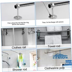 Housoutil 16 Pcs Clothes Rail Flange Shower Rod Holder Shower Curtain Rod Holder Socket Holders Closet Rod Brackets Curtain Rod Ceiling Mount Ceiling Mount Drapery Closet Rod Support Ceiling