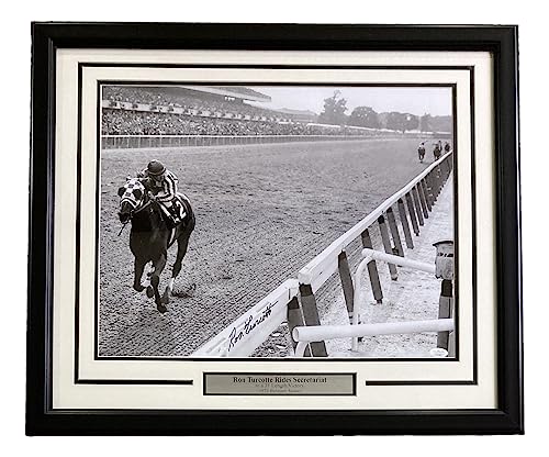 Ron Turcotte Black Signed Framed 16x20 Secretariat Belmont Stakes Photo JSA