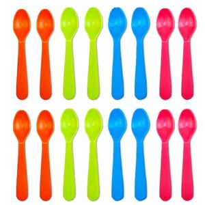 jawbush 16 pcs kids plastic spoons, reusable toddler utensils kids silverware set with bright colors, ideal for travel school lunch box or camping, bpa free kids utensils also for adults