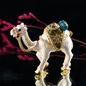 YU FENG Hand Painted Enameled Swan And Cute Camel Animal Trinket Jewelry Box