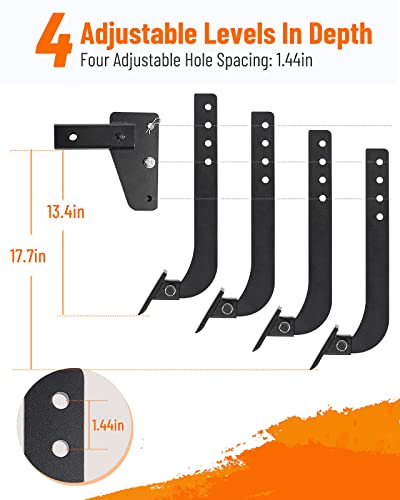 Racewill Hitch Mounted Ripper: Tractor Plow Subsoiler for ATV UTV Tractor with 2 inch Receivers, 2 Replaceable Ripper Teeth, Adjustable in Depth