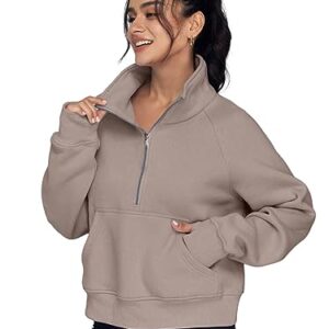 AUTOMET Womens Sweatshirts Half Zip Pullover Cropped Fleece Quarter Zipper Oversized Hoodies 2023 Fall Fashion Outfits Sweaters