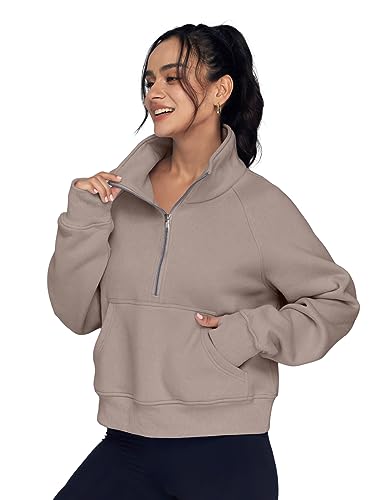 AUTOMET Womens Sweatshirts Half Zip Pullover Cropped Fleece Quarter Zipper Oversized Hoodies 2023 Fall Fashion Outfits Sweaters