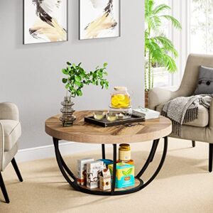 LITTLE TREE Round Coffee Table, Wood Grain & Black