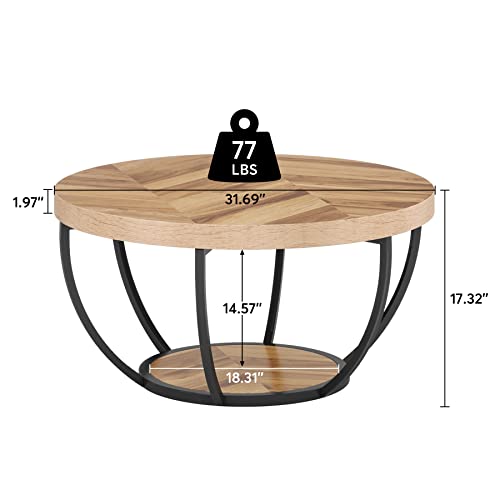 LITTLE TREE Round Coffee Table, Wood Grain & Black