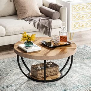 LITTLE TREE Round Coffee Table, Wood Grain & Black