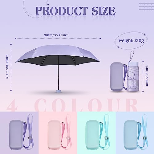 Talltalk 12 Pcs Mini Umbrellas Bulk Compact Travel Umbrella Small Tiny Umbrella for Pocket Purse Rain Sun Windproof UV Protection Portable Parasol with Case for Wedding (Macaron, Box)