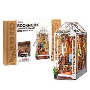 rolife diy book nook kits for adults-garden house bookshelf insert booknook-room decor for teen girls boys women men