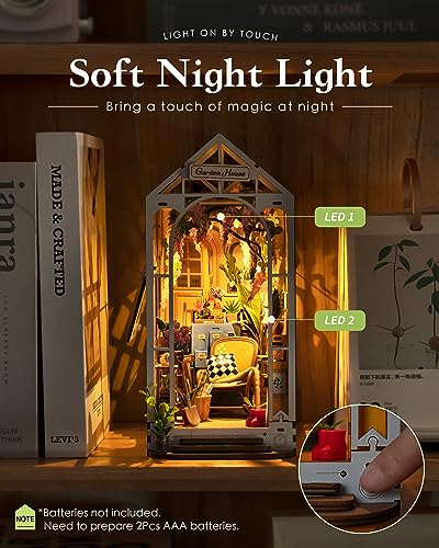 Rolife DIY Book Nook Kits for Adults-Garden House Bookshelf Insert Booknook-Room Decor for Teen Girls Boys Women Men