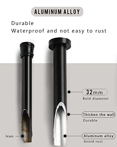 Upgrade Your Bathroom with a Stylish and Durable Stainless Steel Shower Curtain Rod Tension No Drill Adjustable for Bathtub, Shower Stall, Closet, Doorway Spring Metal Tension Matte Black 40-62 Inches