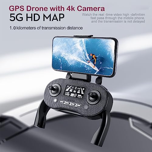 GPS Drone with 4K Camera for adults Long Range, 50 Minutes Long Flight Time, 5G Transmission, Brushless Motor Foldable FPV RC Quadcopter, Optical Flow, GPS Return Home, Follow Me, Include 2 batteries